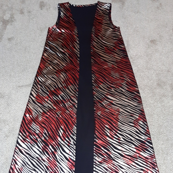 Tops | Custom Metallic Silver Black Red Duster Size Lar | Poshmark